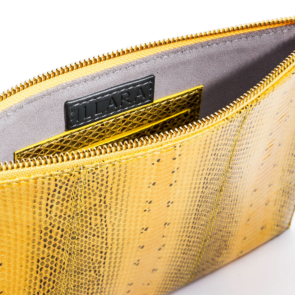 Illara Snakeskin Christina Pouch - Citrine - ILLARA